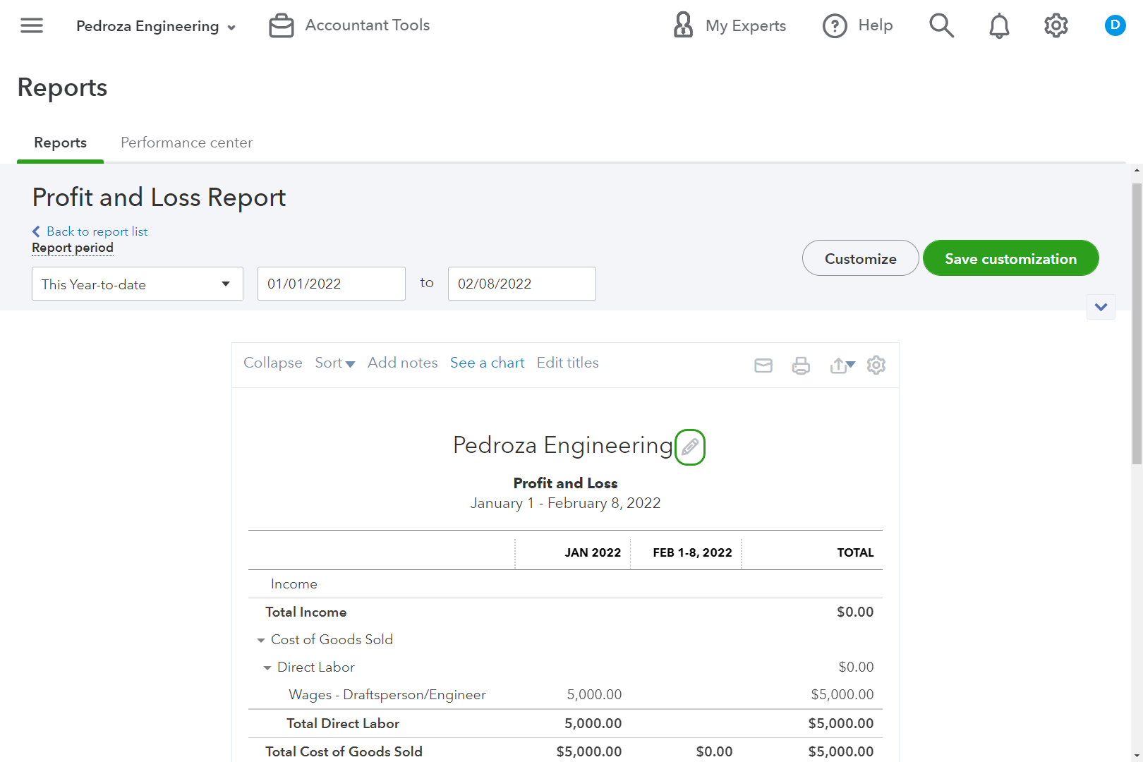 Customize reports – Online Bookkeeping